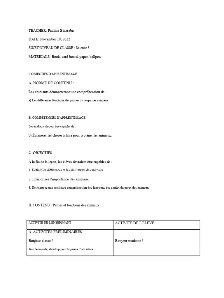Comprendre les parties du corps animal | PDF | Grenouille | Poisson