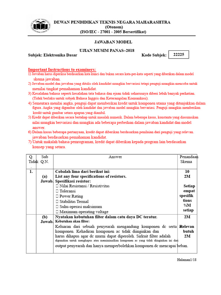 2018 Summer Model Answer Paper PDF | PDF