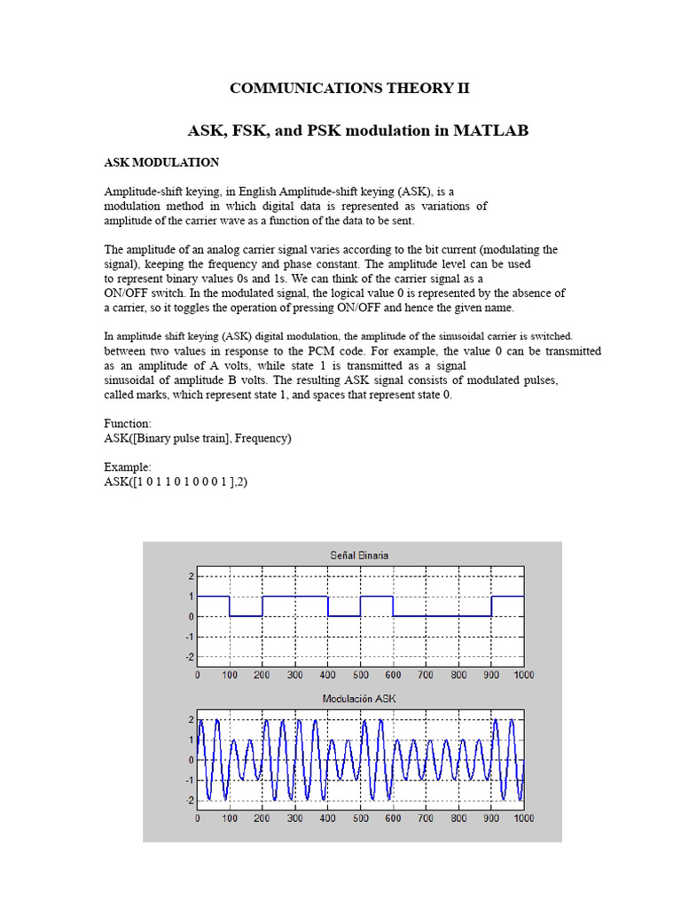 Modulation ASK FSK PSK in MATL | PDF | Amplitude | Telecommunications ...