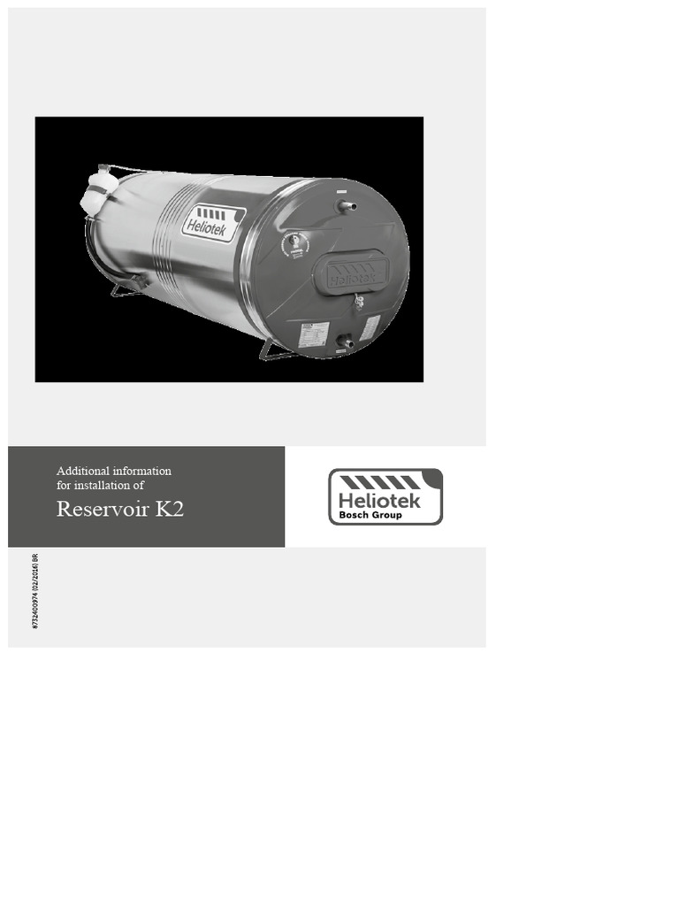 Solar Heating Installation Manual Reservoir K2 | PDF | Water Heating ...