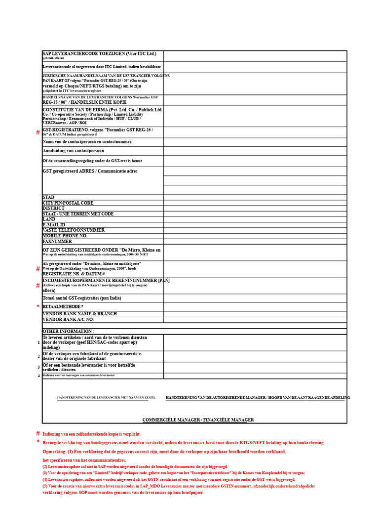 Leverancier Masterformulier | PDF