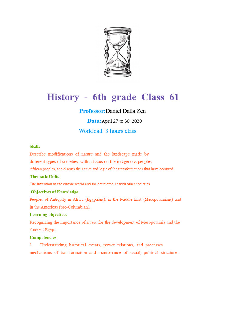 04 Lesson Plan 6th Grade Class 61 River Civilizations in Africa and ...