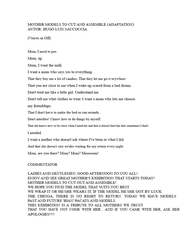 MOTHER MODELS TO CUT AND ASSEMBLE | PDF | Behavioural Sciences | Interpersonal Relationships