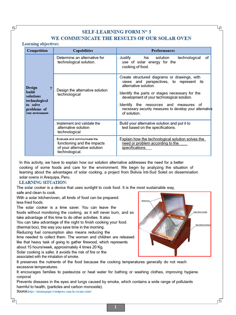 Sheet 3 - We Communicate Our Solar Oven Prototype | PDF | Smoke ...