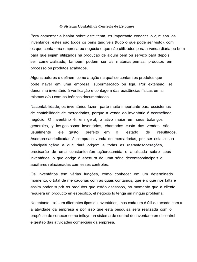 Ensaio Sobre Controle de Inventários | PDF | Contabilidade | Inventário