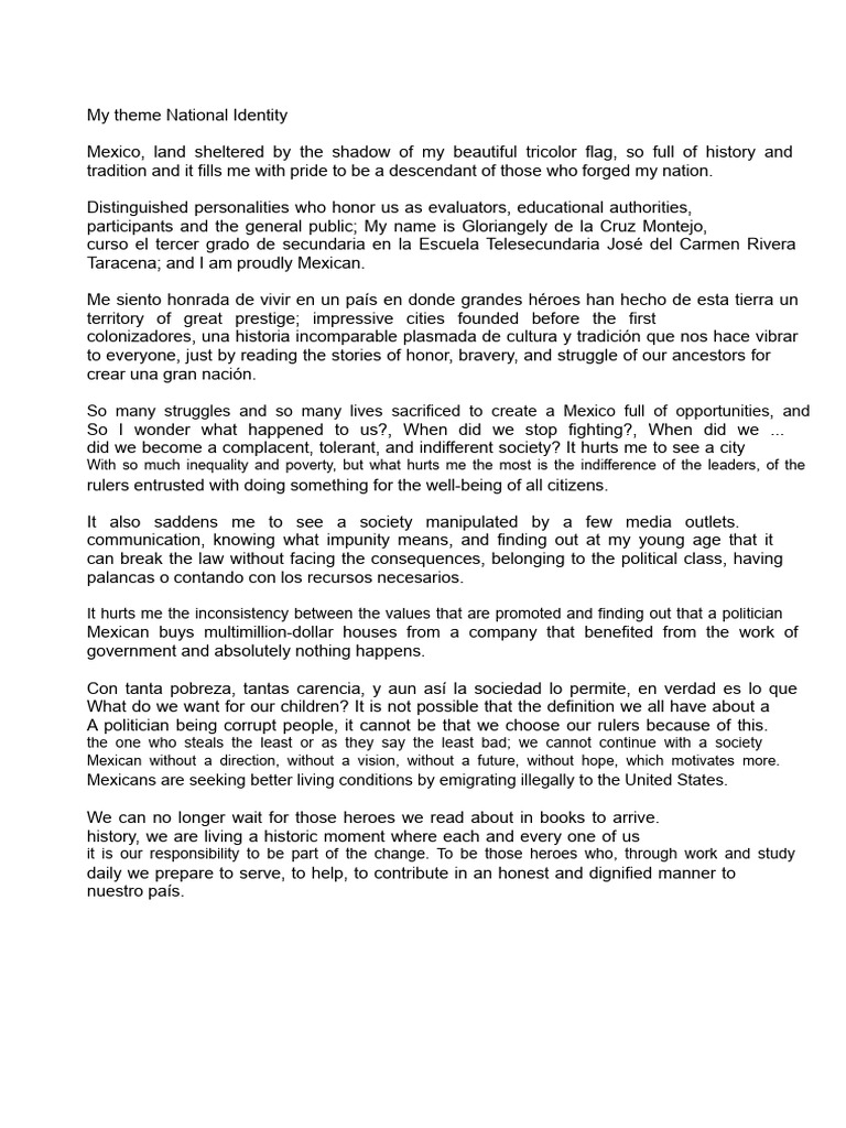 My Theme National Identity ORATORY | PDF