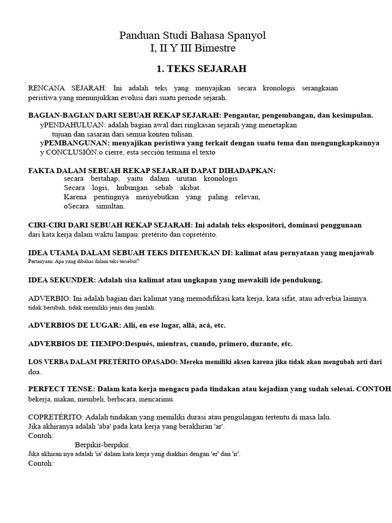 Panduan Studi Spanyol Untuk Sekolah Menengah | PDF