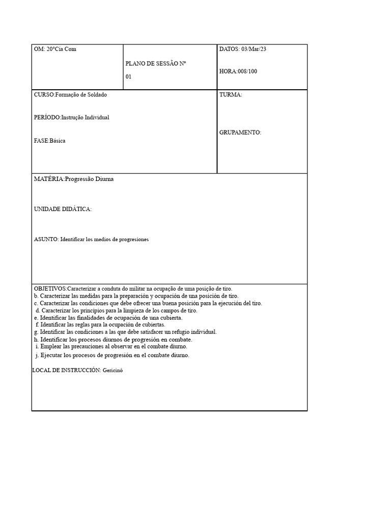 Progresión Diurna en Combate: Instrucción Básica | PDF | Operaciones ...
