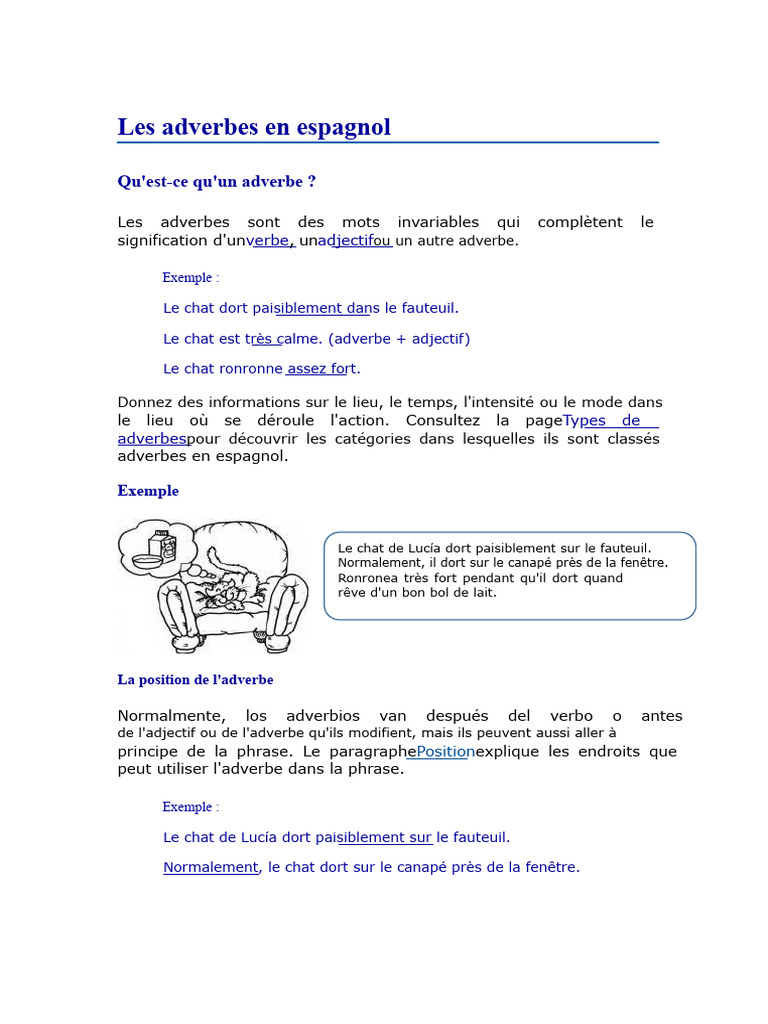 Les Adverbes en Espagnol | PDF | Adverbe | Verbe