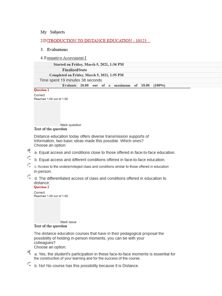 Distance Education Assessment Overview | PDF | Distance Education ...