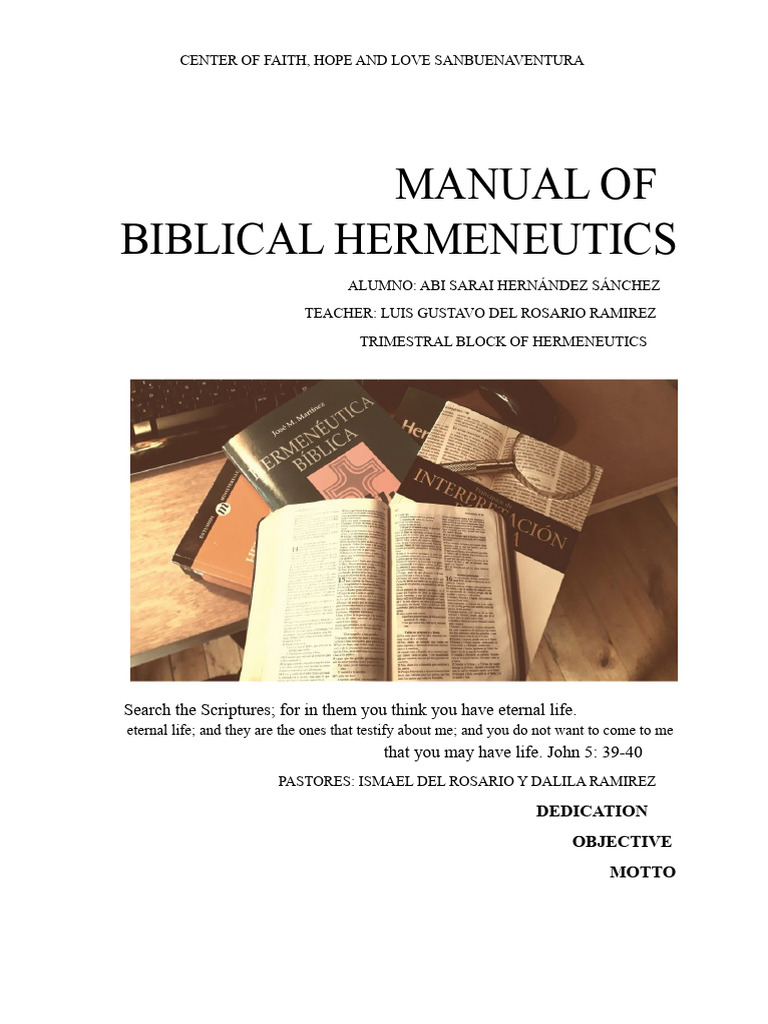 Biblical Hermeneutics Manual | PDF | Biblical Hermeneutics | Hermeneutics