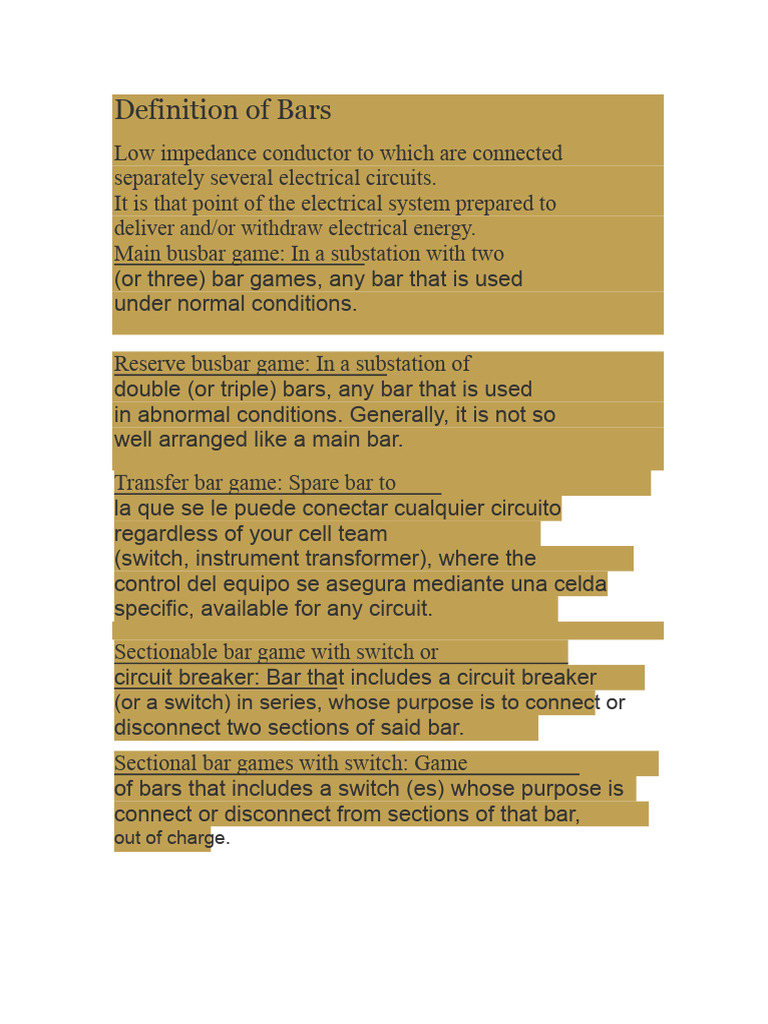 Definition of Bars | PDF | Switch | Manufactured Goods