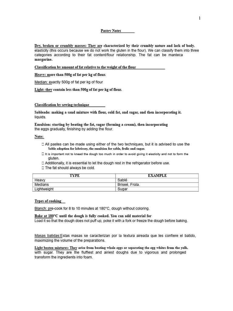 Pastry and Bakery Notes (Cooking II) | PDF | Custard | Chocolate