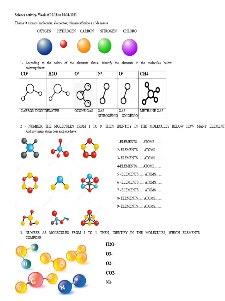 Atoms and Molecules Science Activity | PDF | Atoms | Chemical Elements