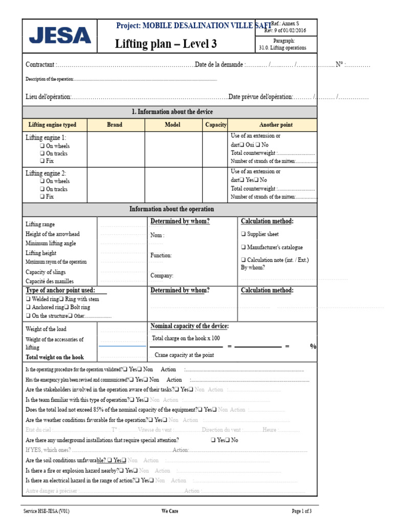 Lifting Plan Level 3 | PDF