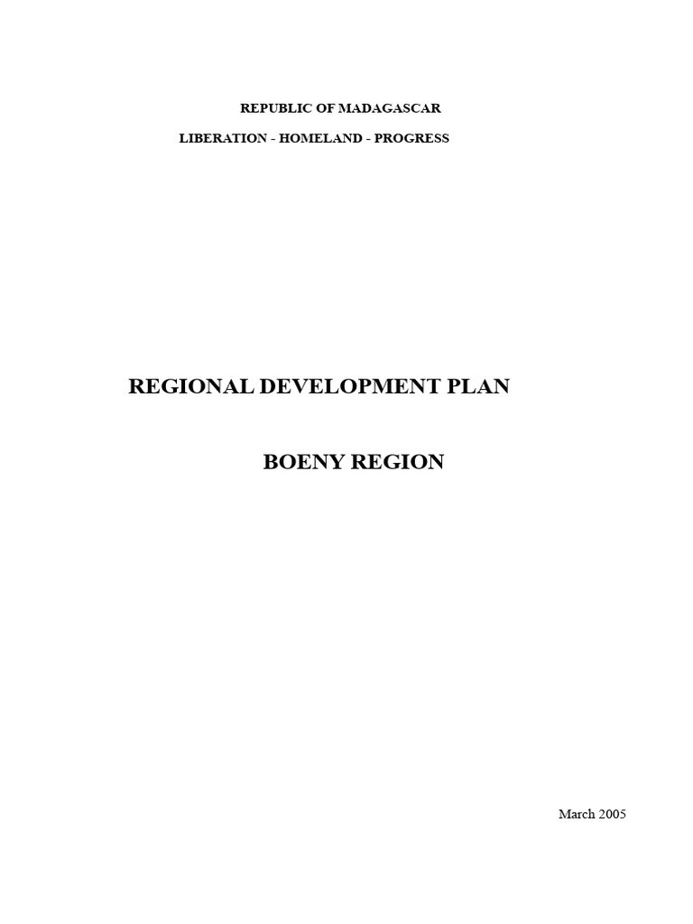 Regional Development Plan - Boeny Region (Boeny Region - 2005) | PDF ...