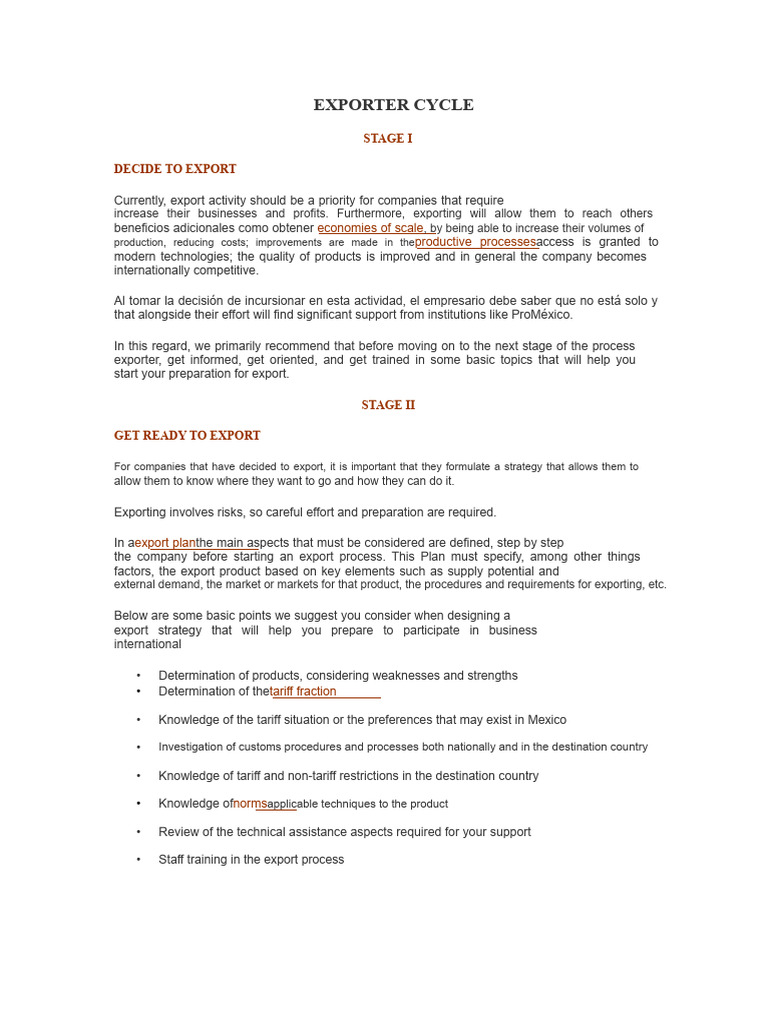 Export Cycle | PDF | Exports | Market (Economics)