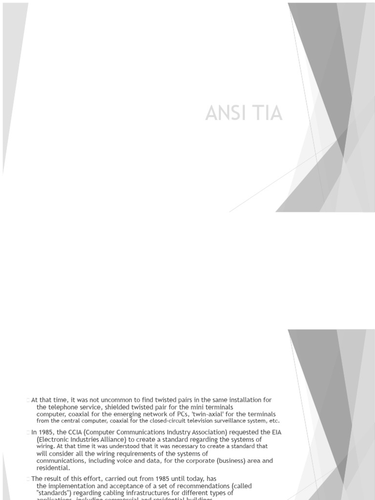 ANSI/TIA/EIA 568 Cabling Standards Overview | PDF | Electrical ...