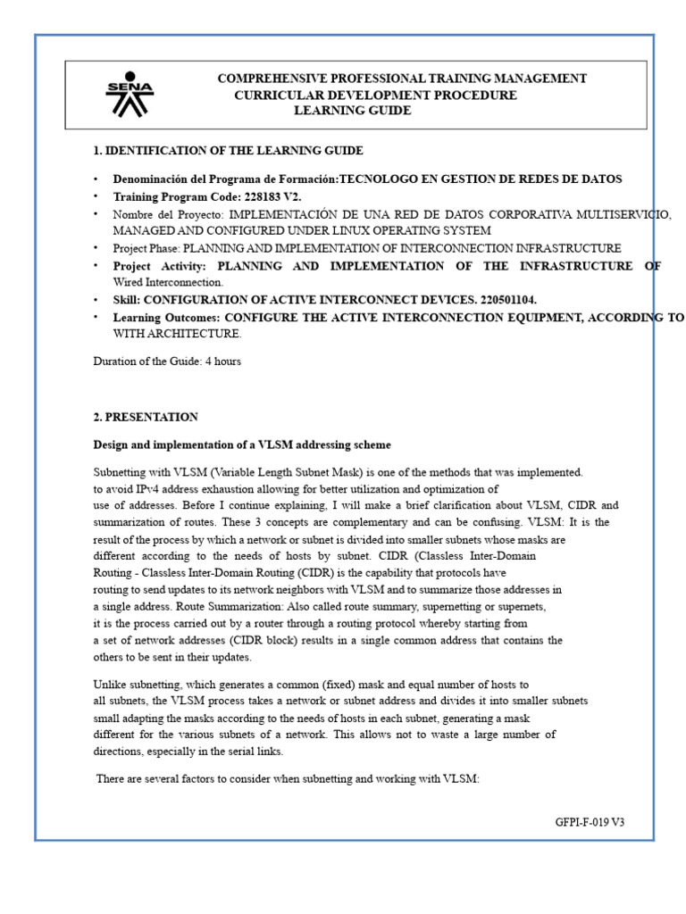 Guide4 - Design and Implementation of A VLSM Addressing Scheme | PDF ...