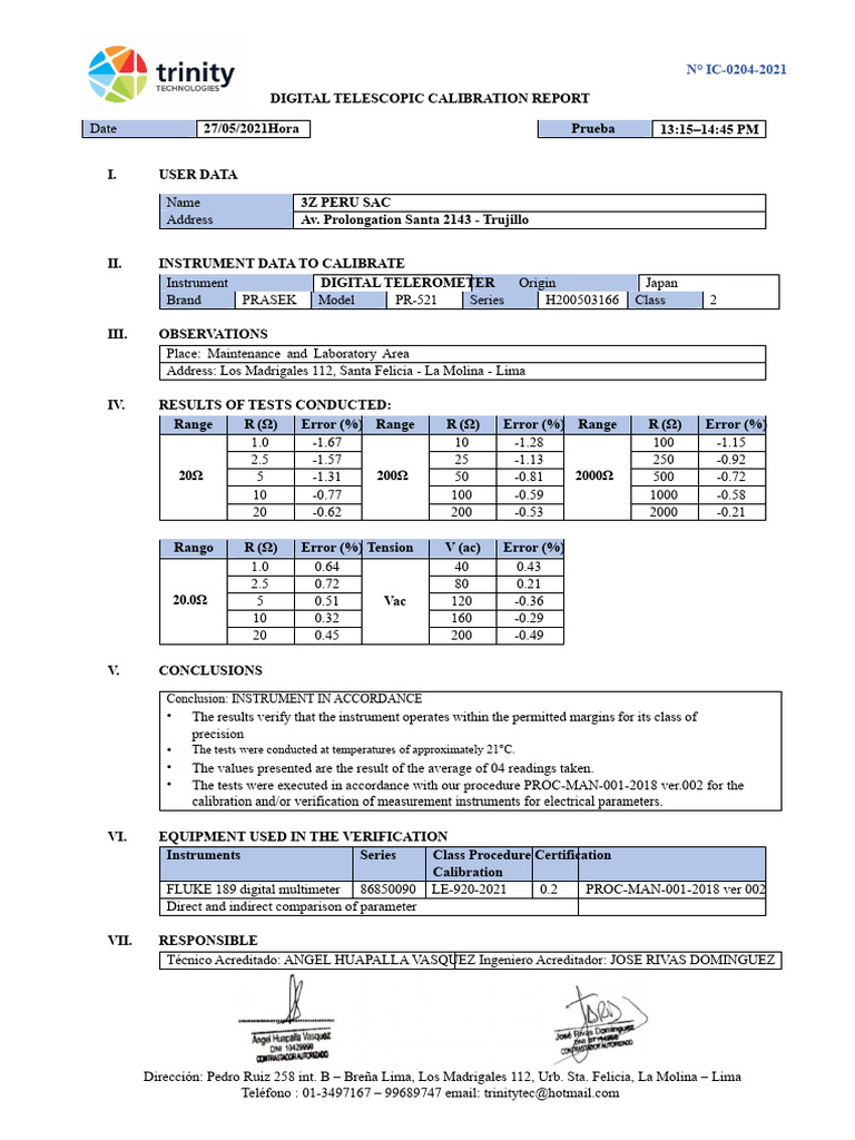 Telurometer Certificate | PDF | Calibration