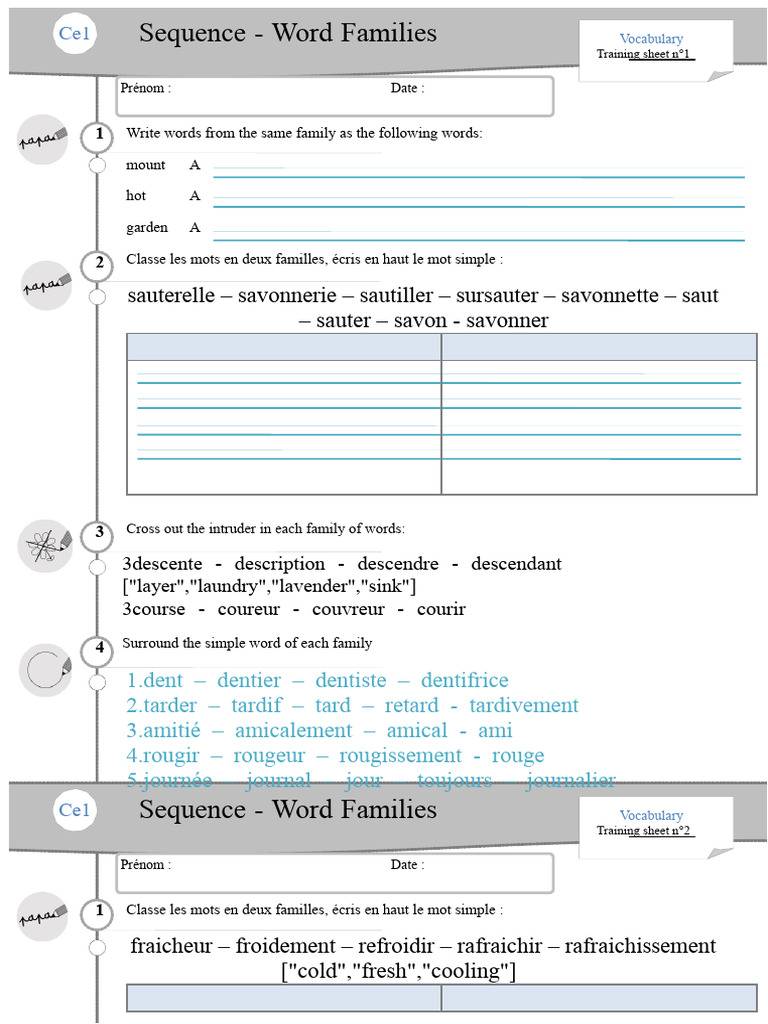 Sequence Families of Words Exercises | PDF
