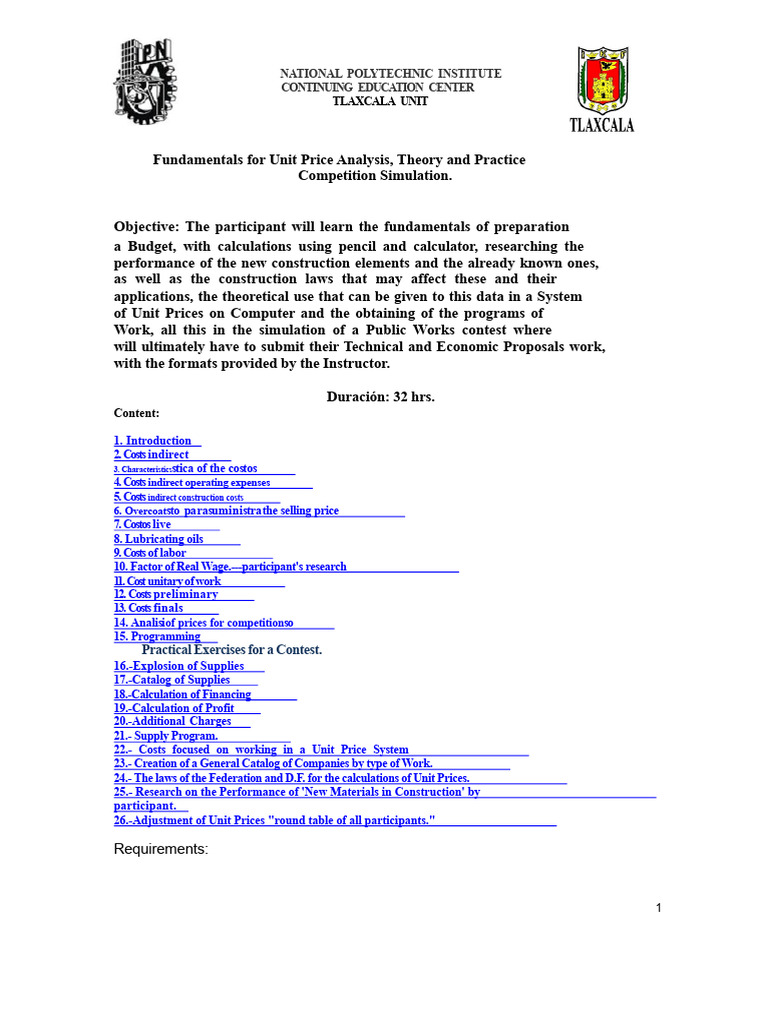 Introduction To Unit Price Analysis Theory and Practice | PDF ...