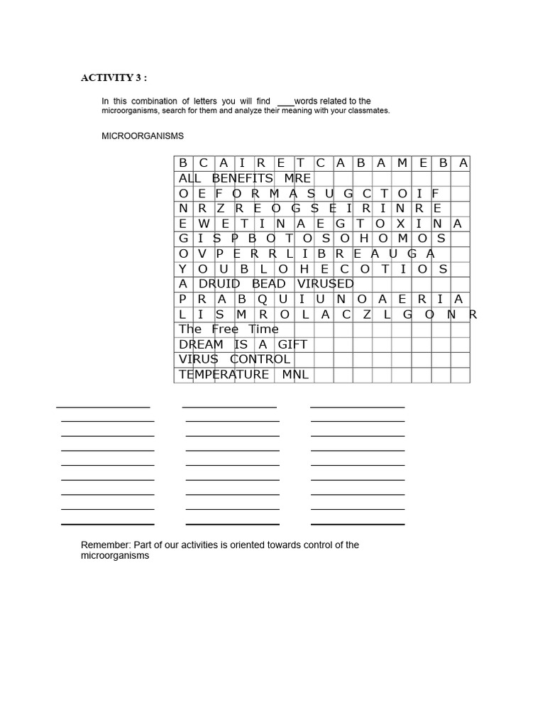 Word Search Microorganisms Complete | PDF