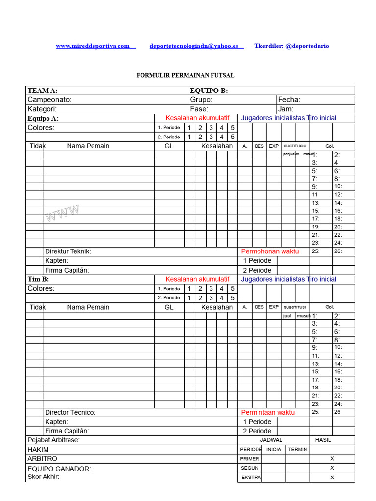 Formulario de Partido de Futsal | PDF | Deportes | Asociación de Futbol
