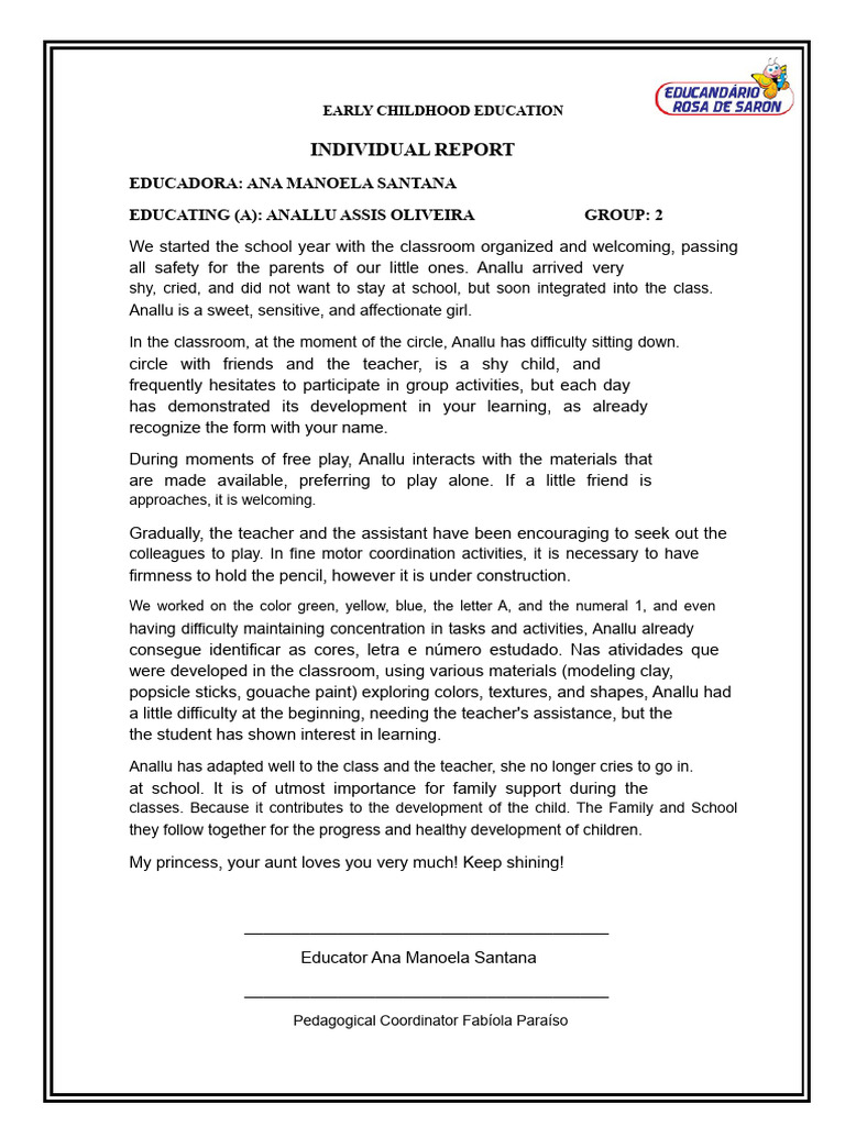 Individual Report Group 2 Manoela | PDF | Classroom | Teachers