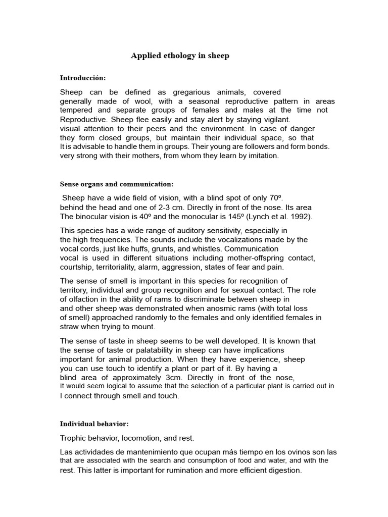 Applied Ethology in Sheep | PDF | Sheep | Zoology