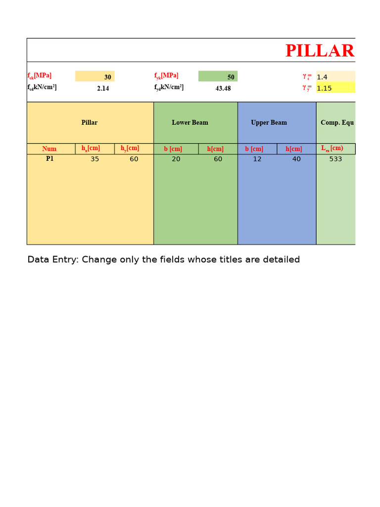Pillar - Excel Spreadsheet | PDF | Beam (Structure) | Column