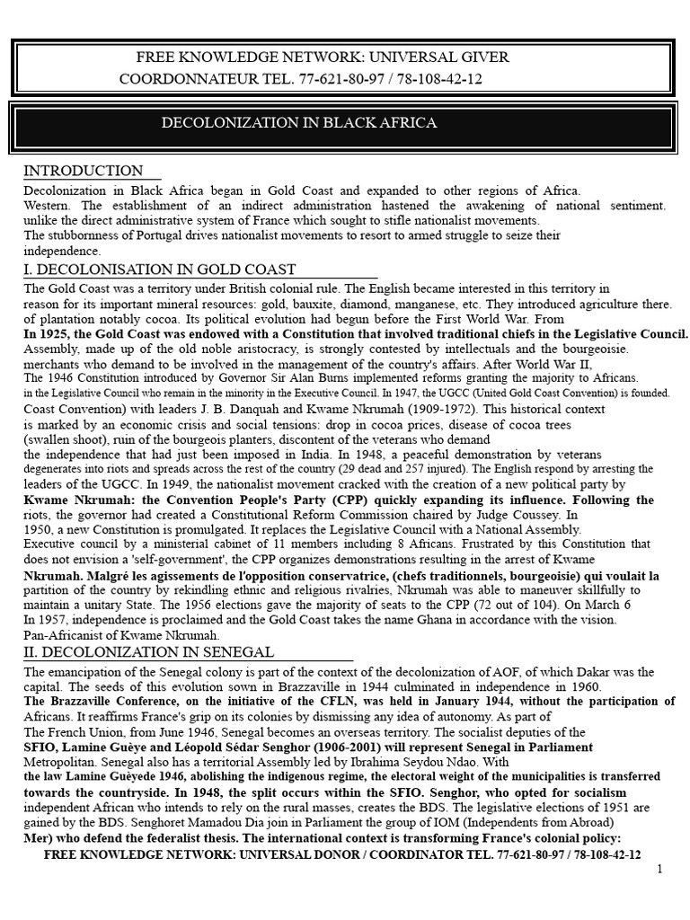 Decolonization in Black Africa Overview | PDF | Unita