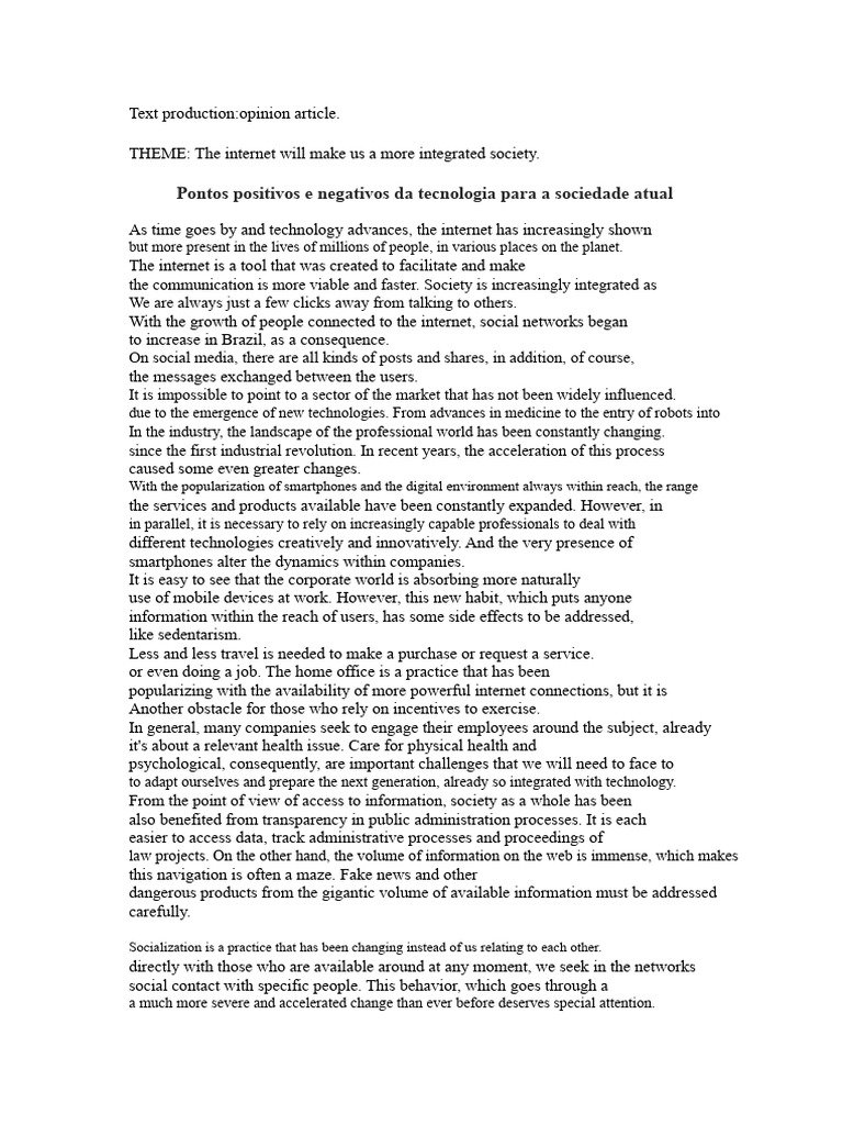 Positive and Negative Points of Technology For Today's Society | PDF ...