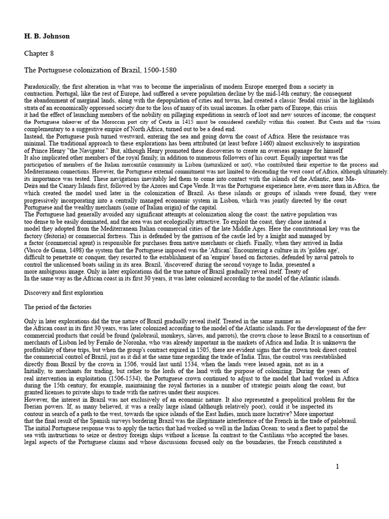 Portuguese Colonization of Brazil (1500-1580) | PDF | Portugal | Brazil