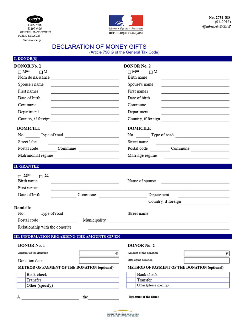 Declaration of Money Gifts Form | PDF | Donation | Family