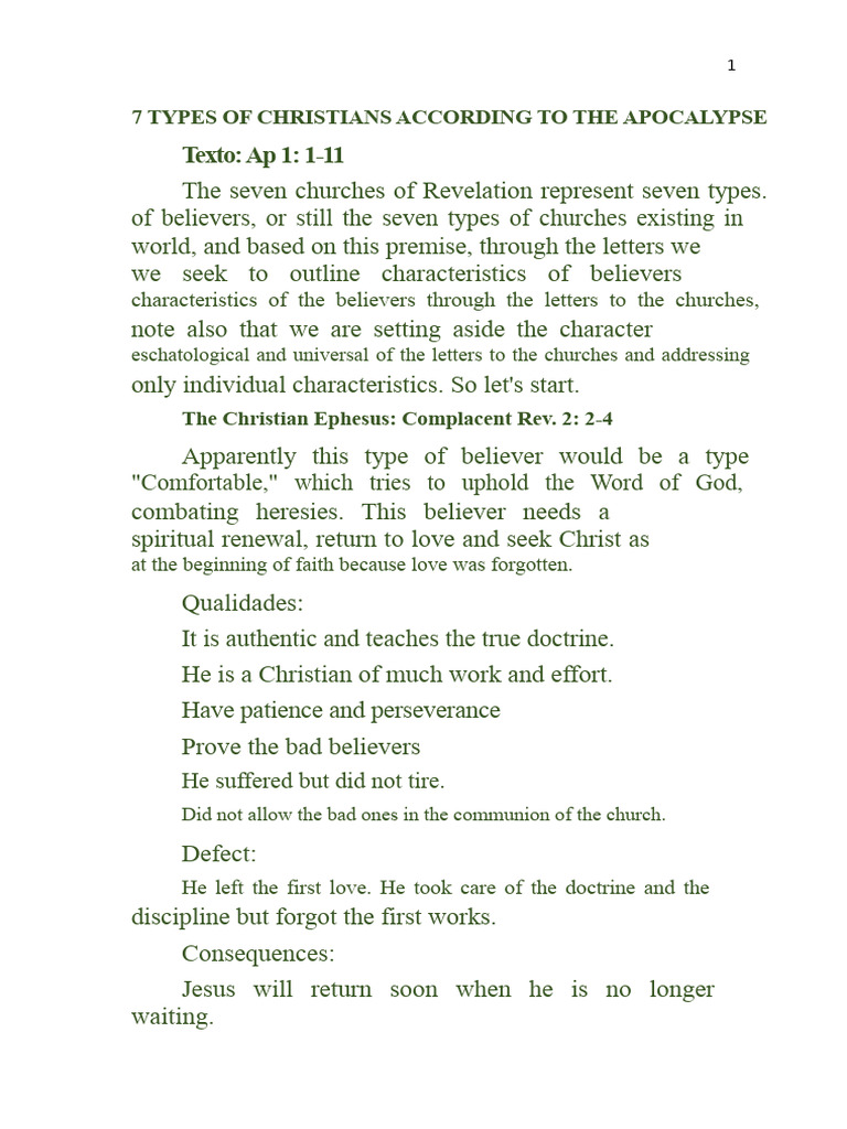 Seven Types of Christians in Revelation | PDF | Jesus | Revelation