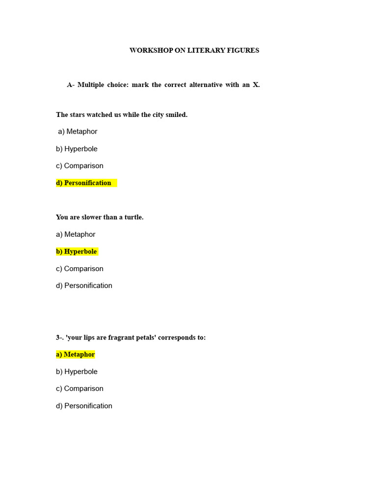 Workshop On Literary Figures | PDF | Metaphor