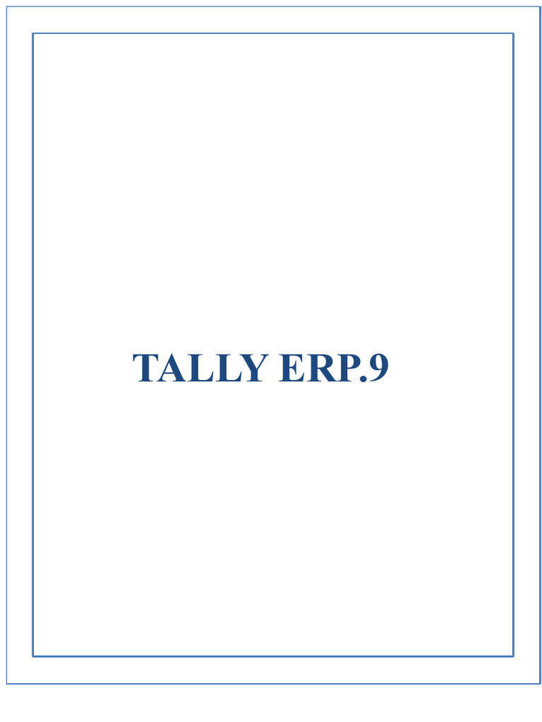 Tally Erp.9 | PDF