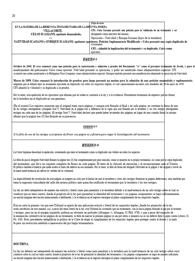 Validación de Testamento en Herencia Villacorte | PDF | Justicia ...