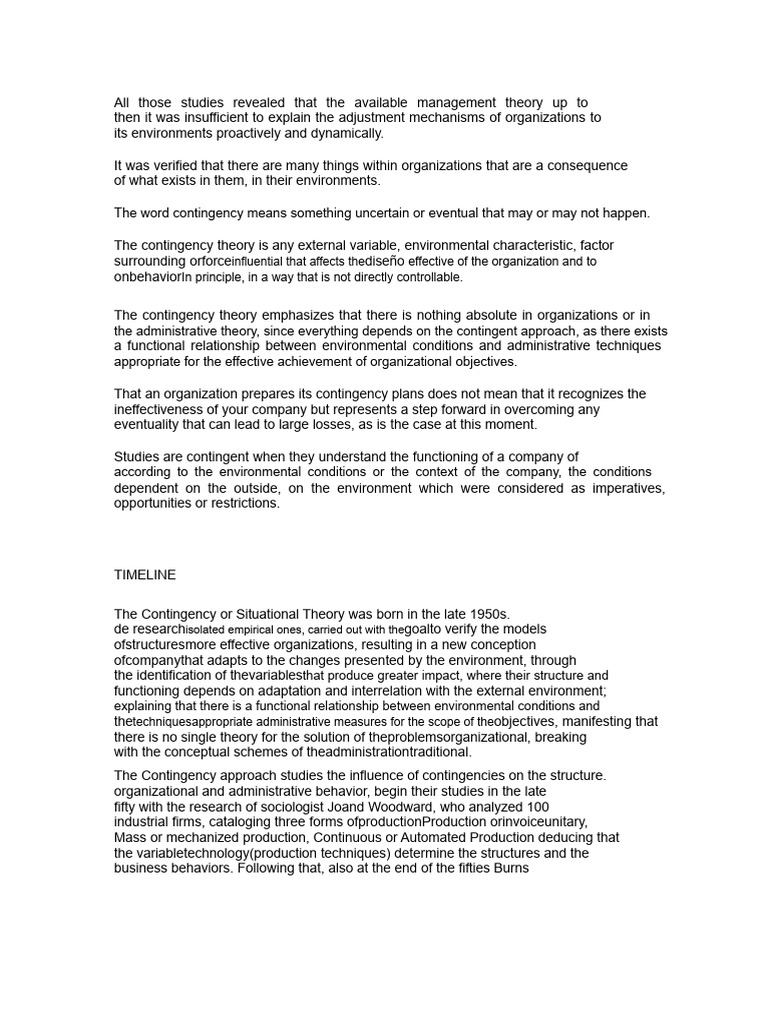 Contingency Theory | PDF | System | Theory