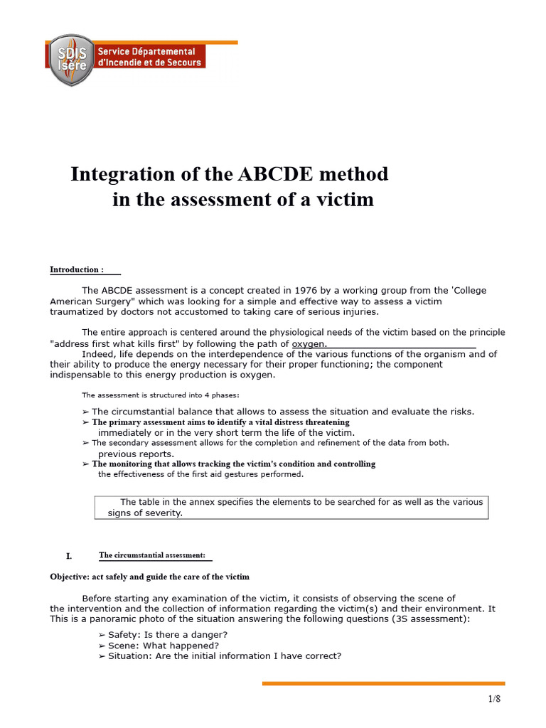 Integration of The ABCDE Method in The Assessment of A Victim | PDF ...
