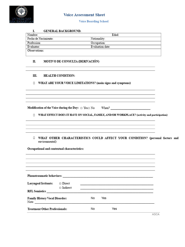 Evaluation Guidelines for Voice Area | PDF | Human Voice | Human Throat