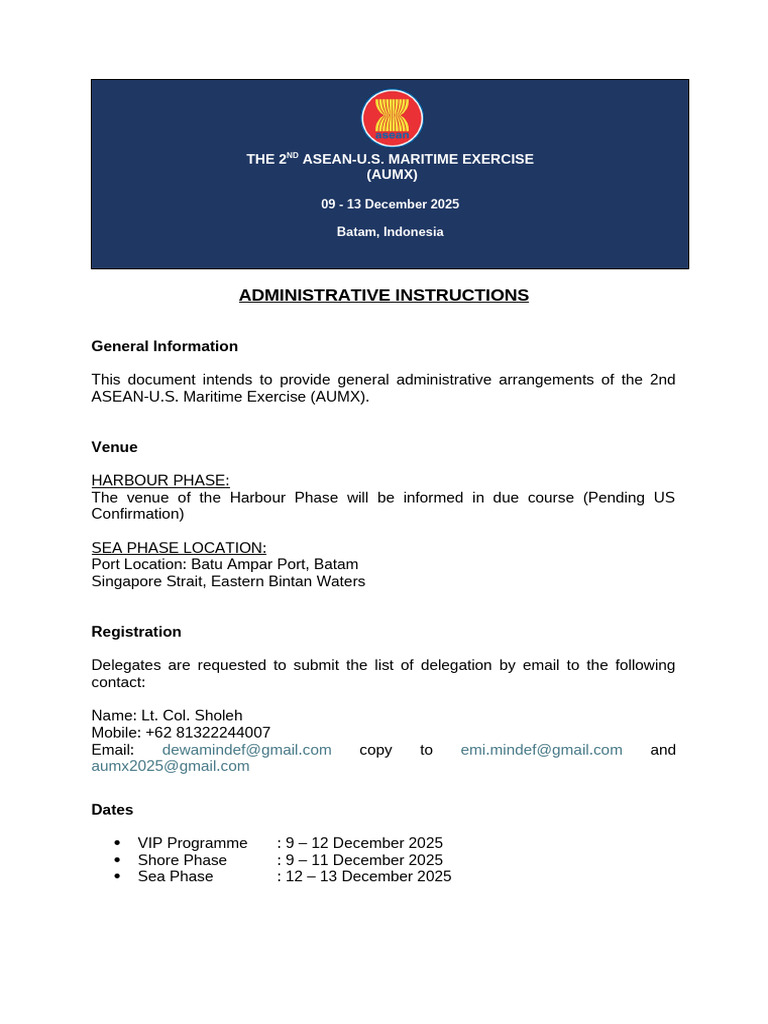 Administrative Instructions For AUMX FTX 2025 (As of 11102025) | PDF