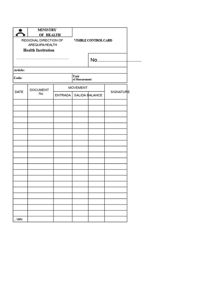 Arequipa Health Control Card Template | PDF