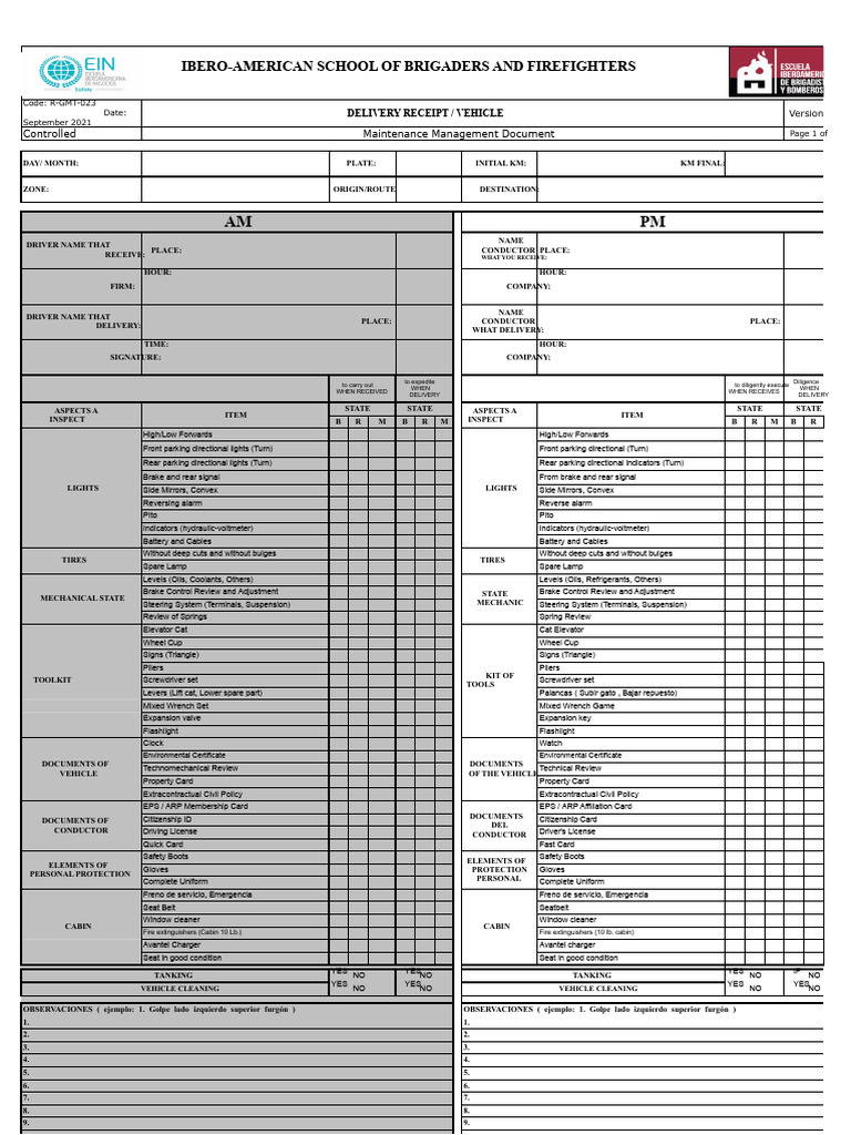 Vehicle Maintenance Delivery Receipt | PDF | Truck | Vehicles