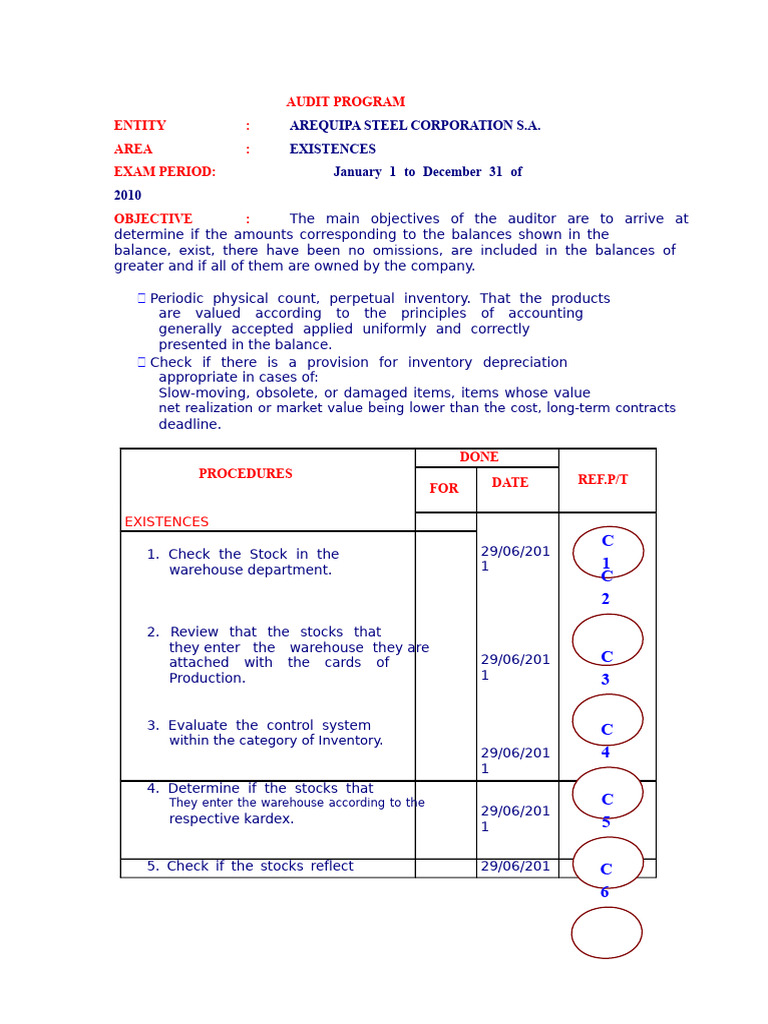 Audit Program | PDF | Audit | Inventory