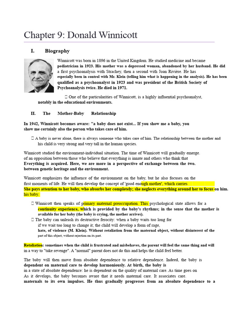 Introduction Donald Winnicott | PDF | Psychoanalysis | Infants