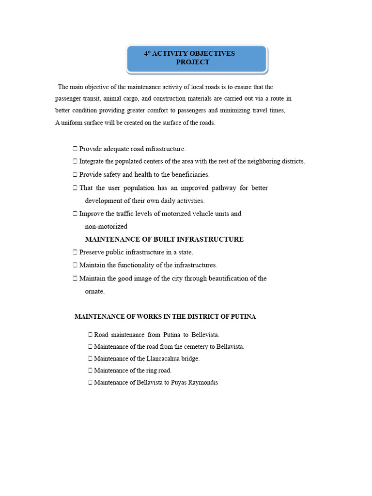 The Main Objective of The Maintenance Activity of Local Roads | PDF