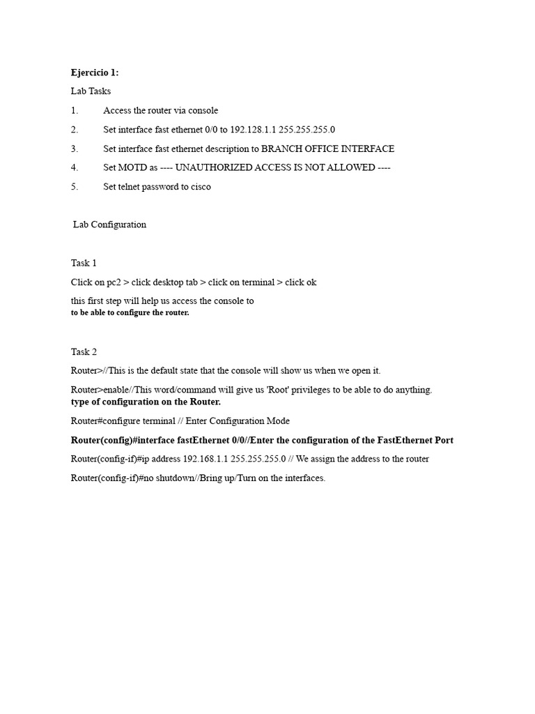 Packet Tracer Exercises | PDF