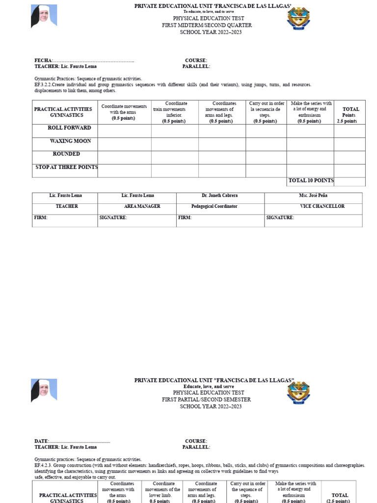 RUBRIC | PDF | Physical Exercise | Gymnastics